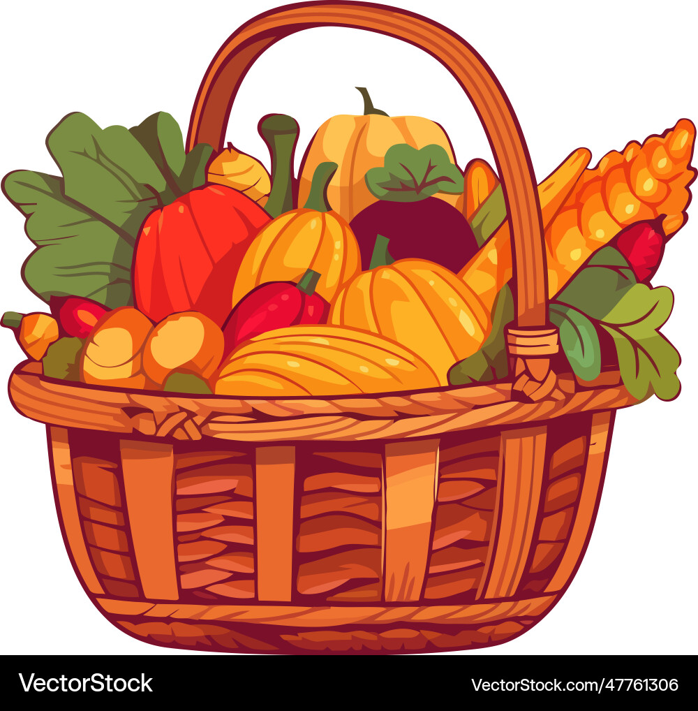 Fresh vegetables harvested for healthy eating Vector Image