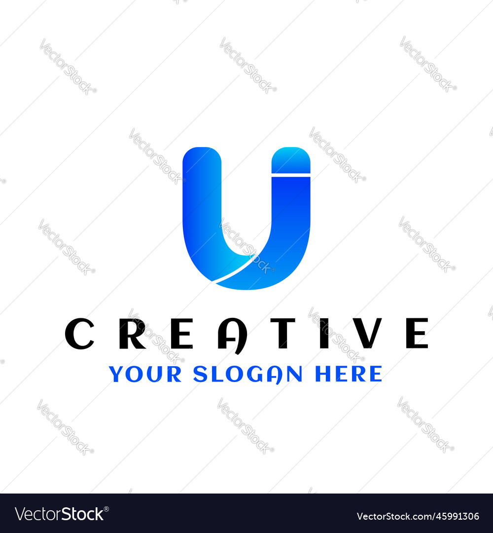 Letter u logo design template initial u Royalty Free Vector