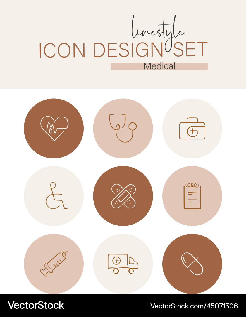 Linestyle Icon Design Set Medical Royalty Free Vector Image