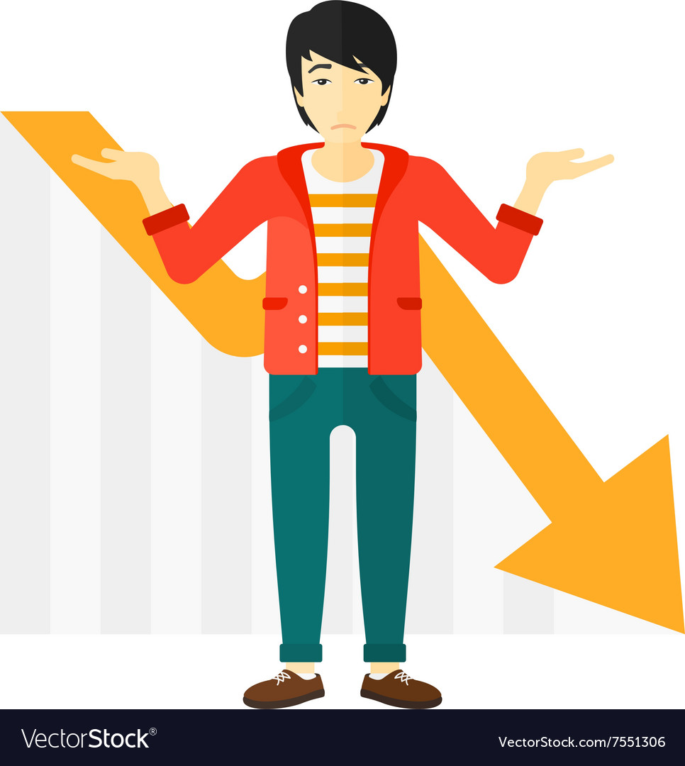 Man with declining chart Royalty Free Vector Image