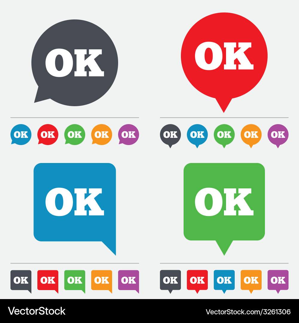 Ok sign icon positive check symbol Royalty Free Vector Image