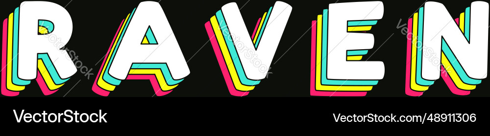 Raven - retro rainbow typography faded style Vector Image