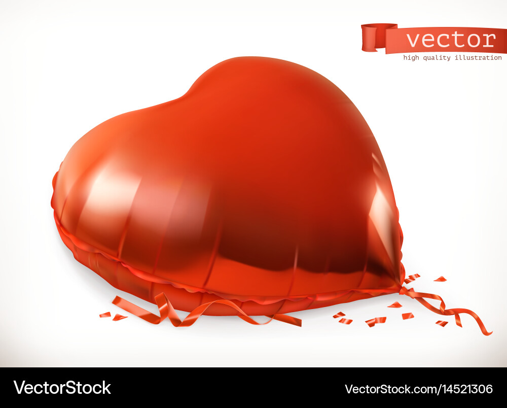 Red heart toy balloon 3d icon Royalty Free Vector Image