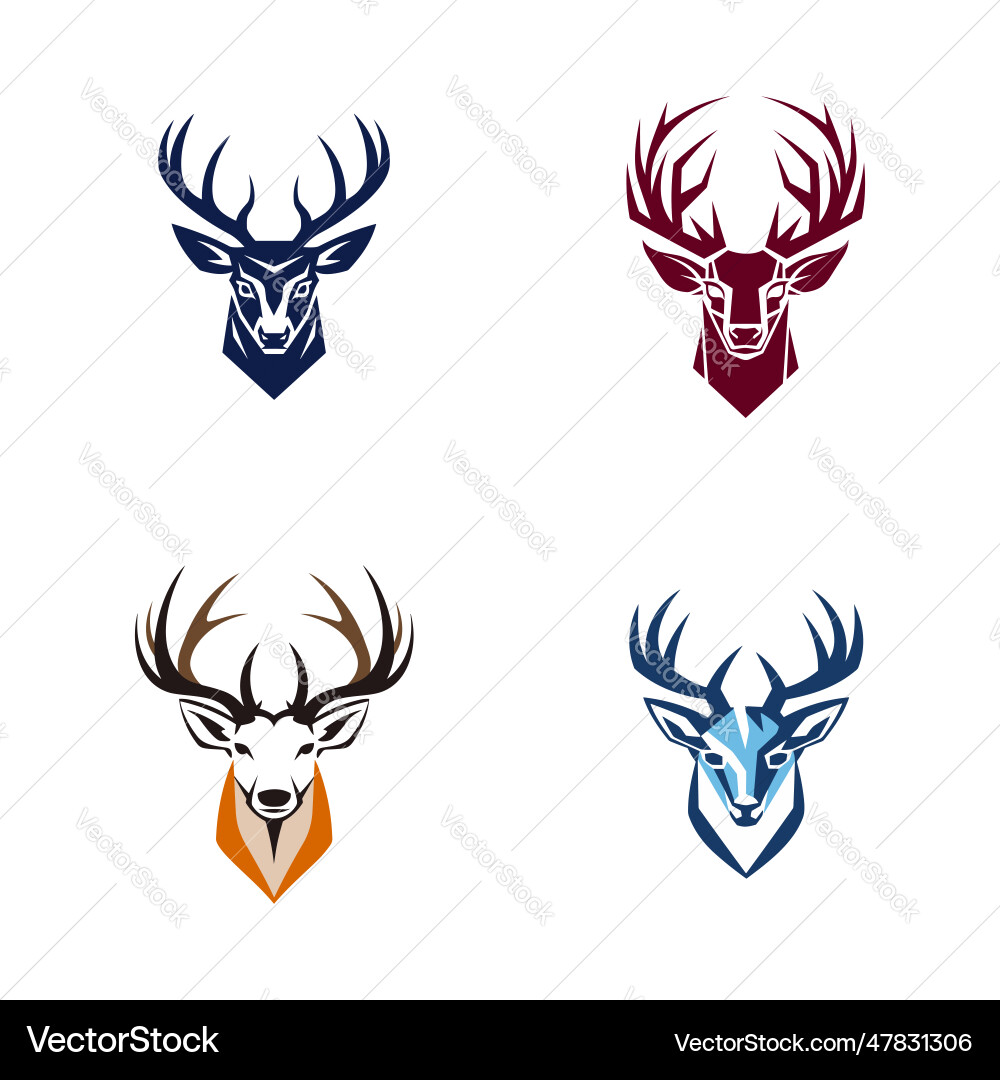 Set of deer logo template icon design Royalty Free Vector
