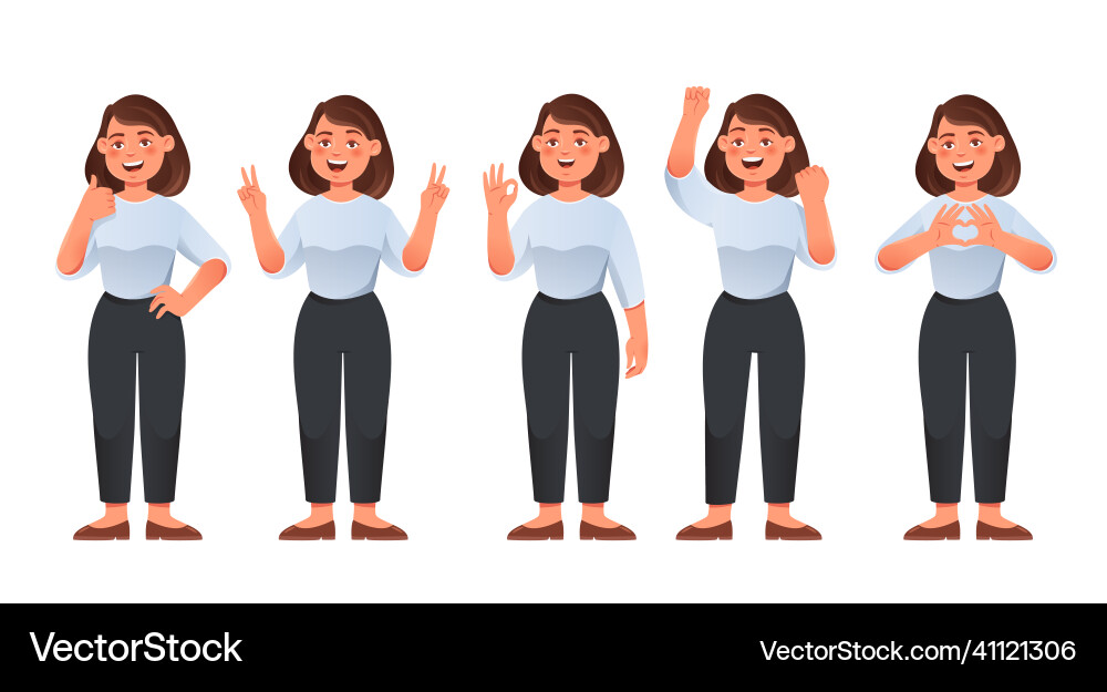 Set of positive and approving gestures Royalty Free Vector