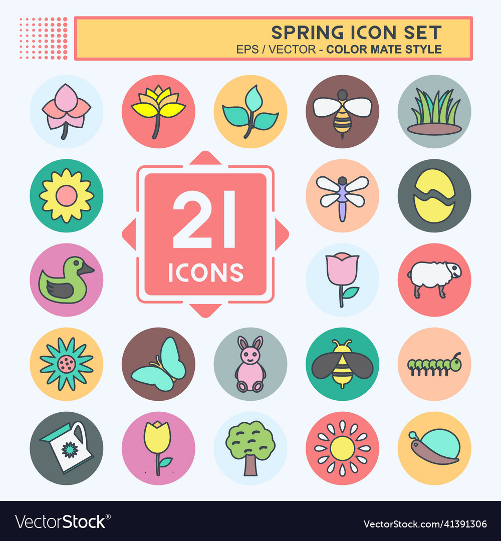 Spring icon set icon in trendy color mate style Vector Image