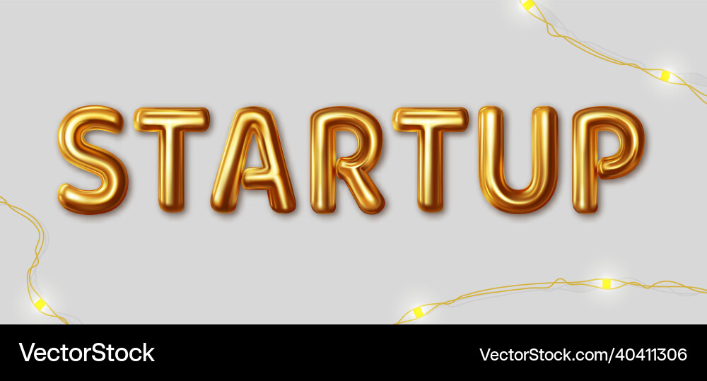 Startup inscription gold letters on a gray Vector Image