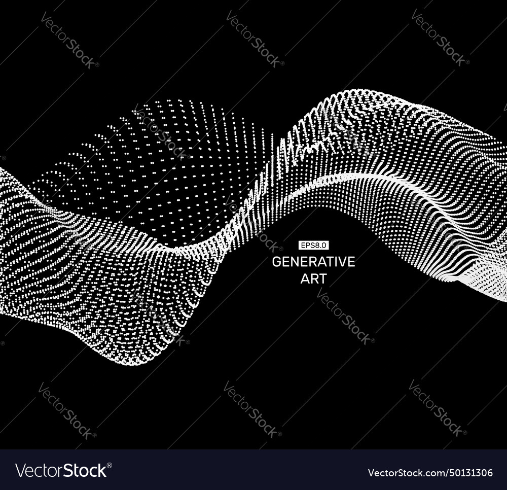 Wave background with dots network design Vector Image