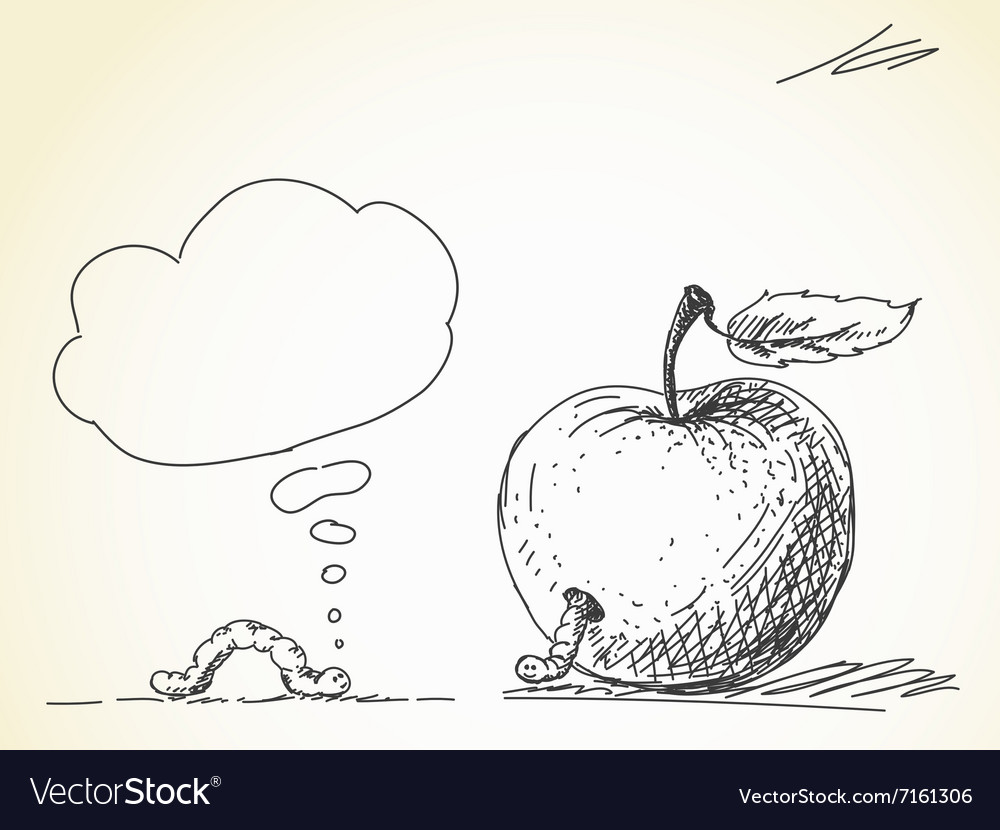 Worm and apple Royalty Free Vector Image - VectorStock