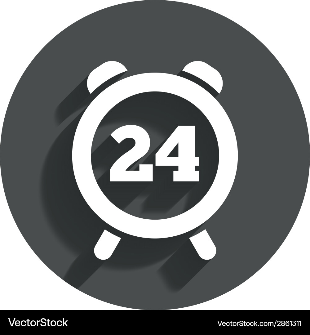 24 hours time sign icon clock alarm symbol Vector Image