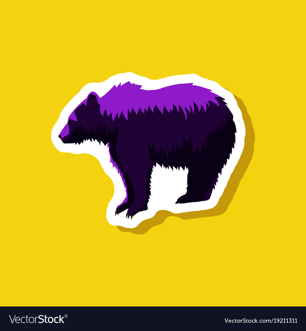 Bear Paper Sticker On Stylish Background Vector Image