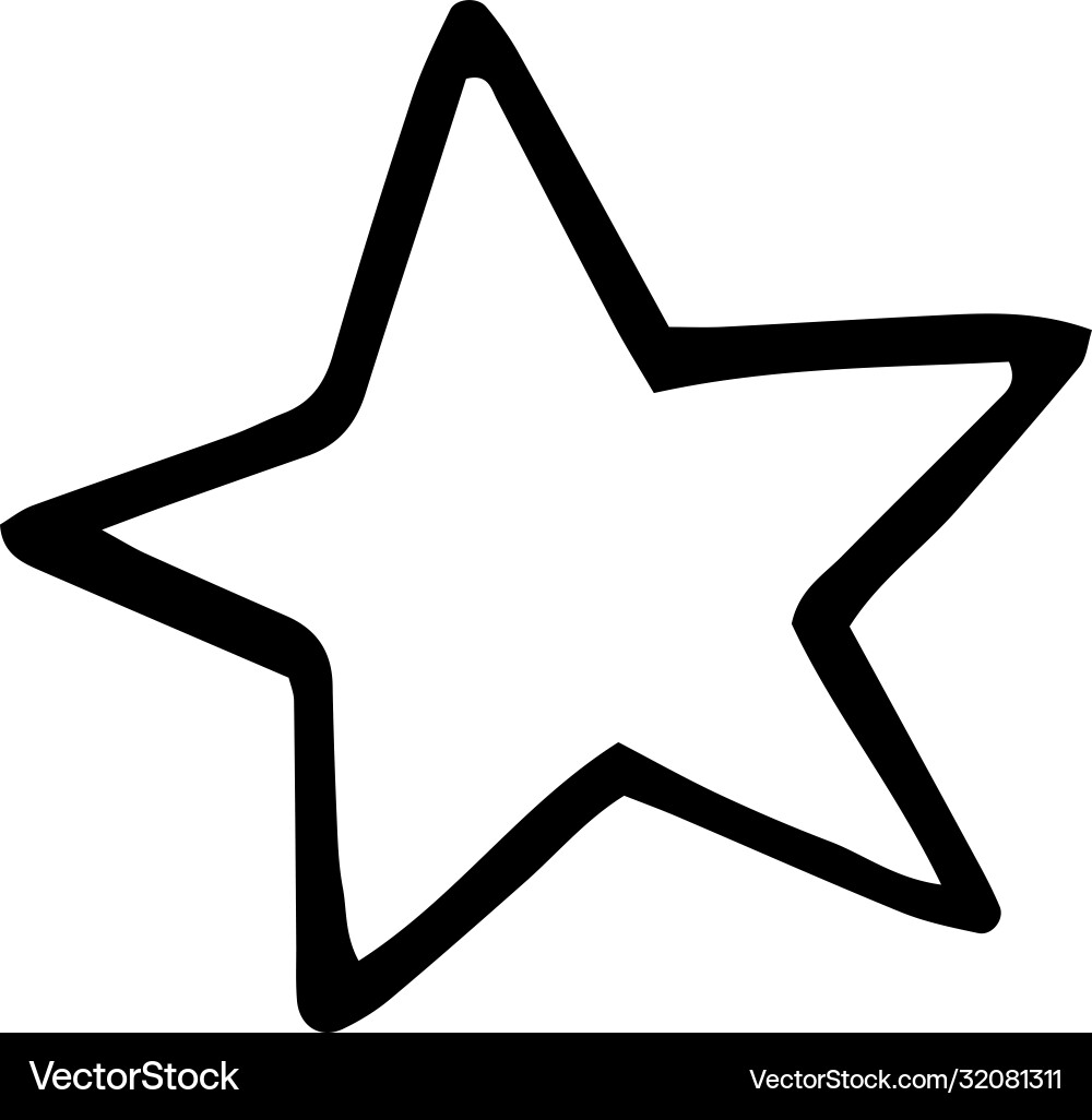 Black hand drawn doodle star in isolated on white Vector Image