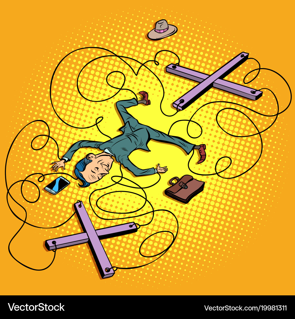 Business concept businessman puppet fell without Vector Image