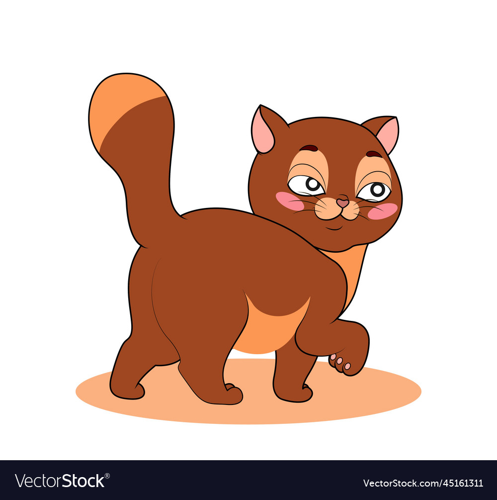 Cute cat walking Royalty Free Vector Image - VectorStock