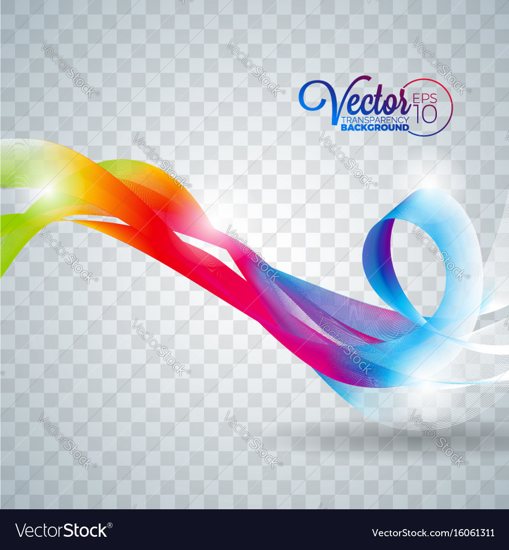 Elegant flowing color wave design on transparent Vector Image