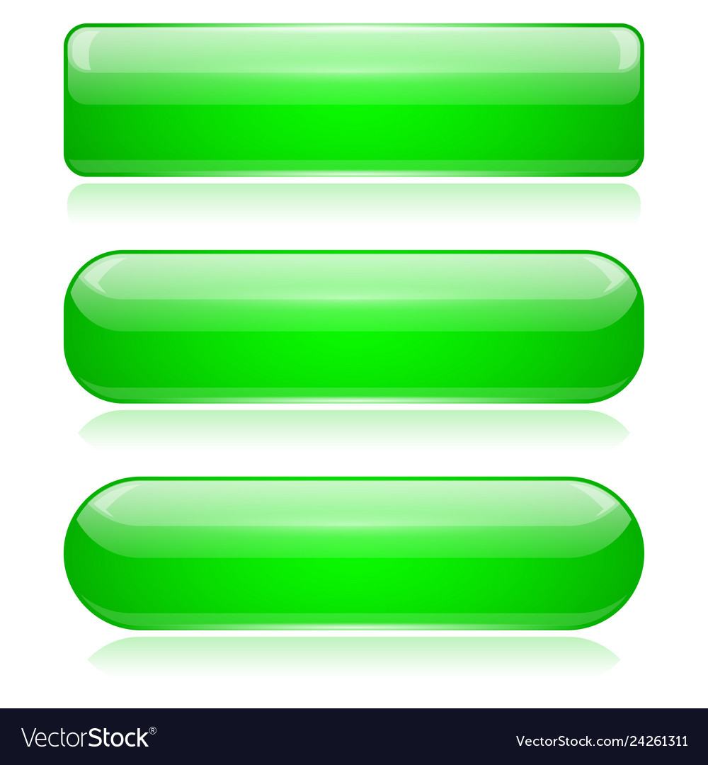 Green 3d glass buttons Royalty Free Vector Image