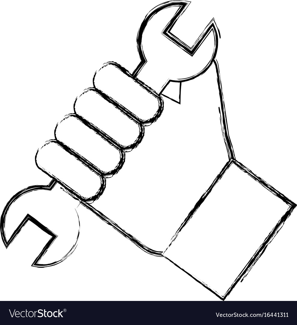 Hand with tool Royalty Free Vector Image - VectorStock