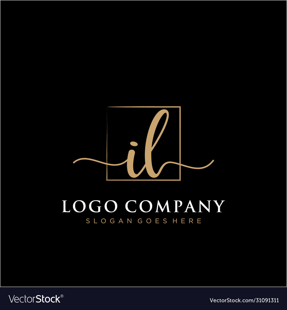 Il initial handwriting logo with rectangle Vector Image