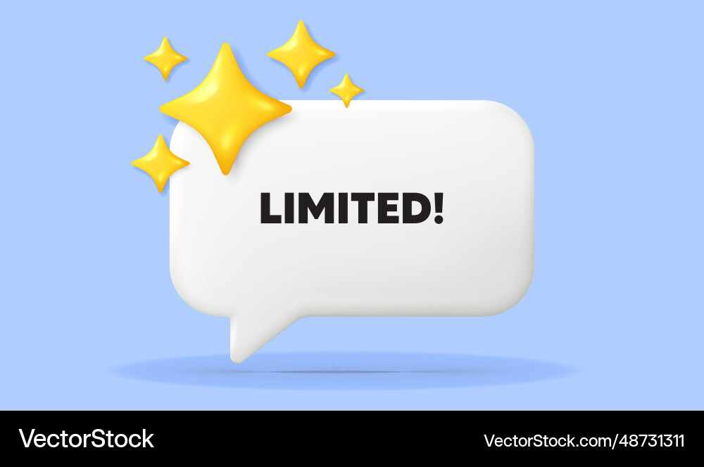 Limited symbol special offer sign 3d speech Vector Image