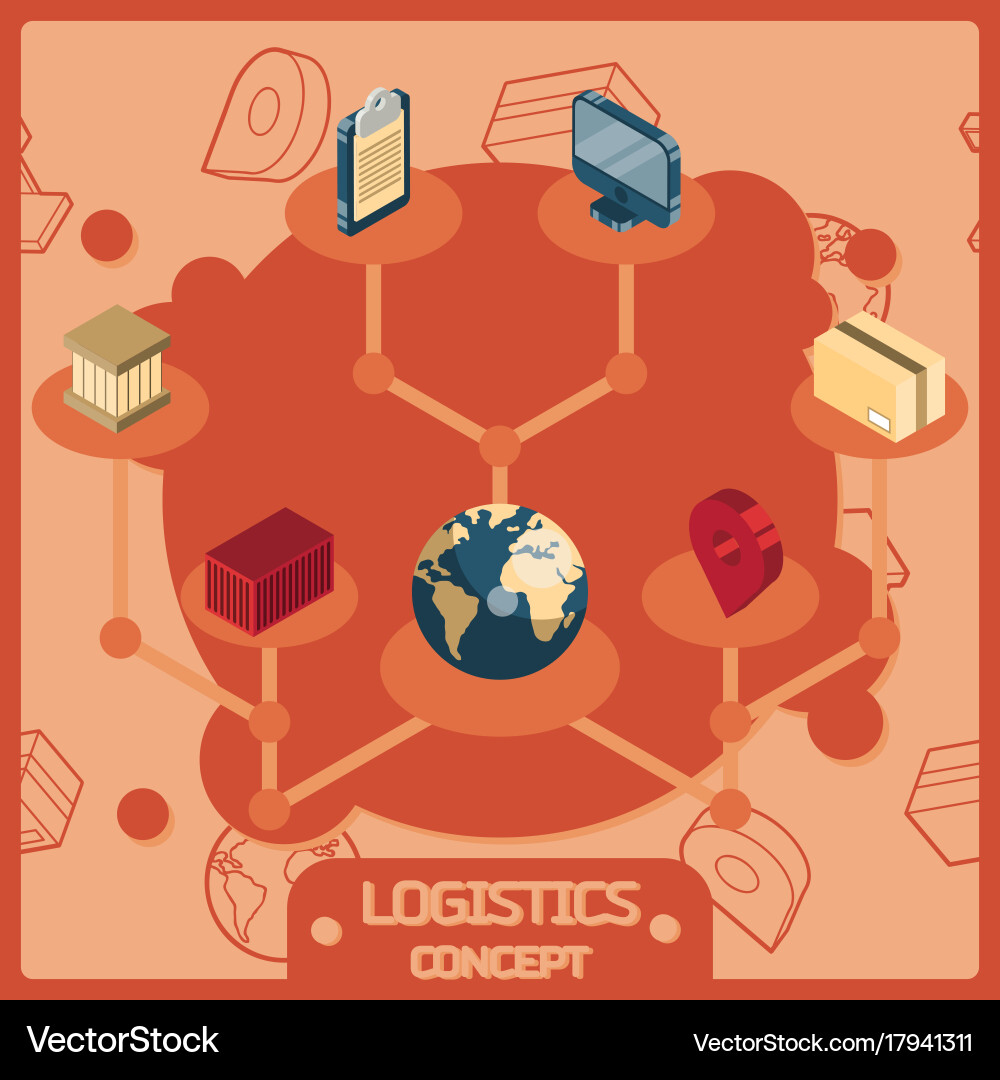 Logistics color isometric concept icons Royalty Free Vector