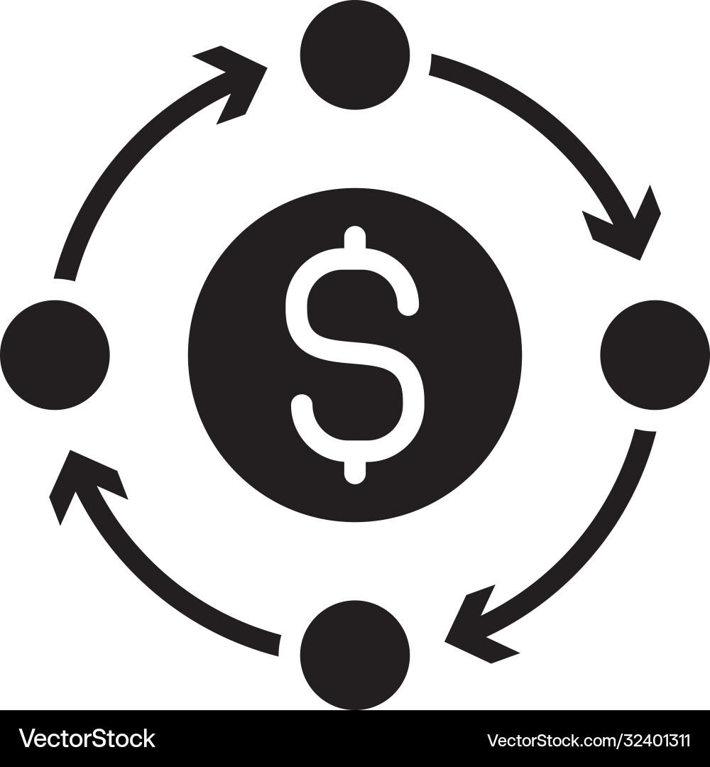 Money cycle icon silhouette style Royalty Free Vector Image