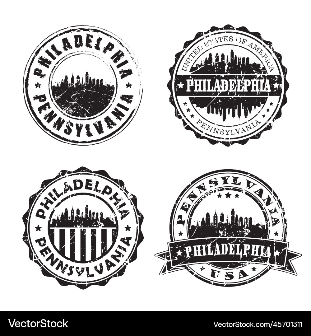 Philadelphia pennsylvania stamp skyline postmark Vector Image