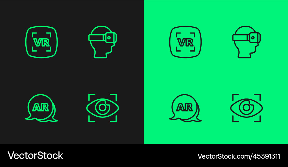 Set line big brother electronic eye augmented Vector Image
