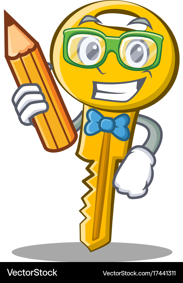 Student with pencil key character cartoon style Vector Image