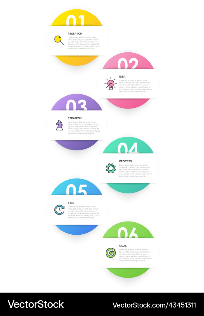 Vertical infographic design with icons and 6 Vector Image