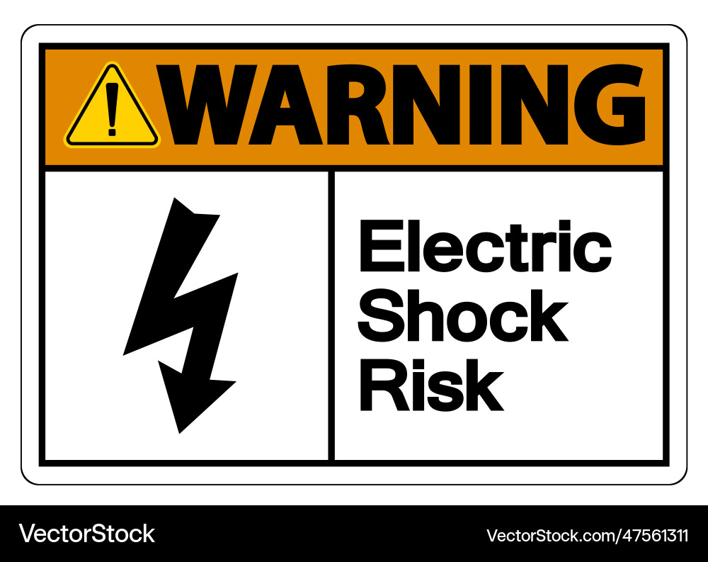 Warning electric shock risk symbol sign on white Vector Image