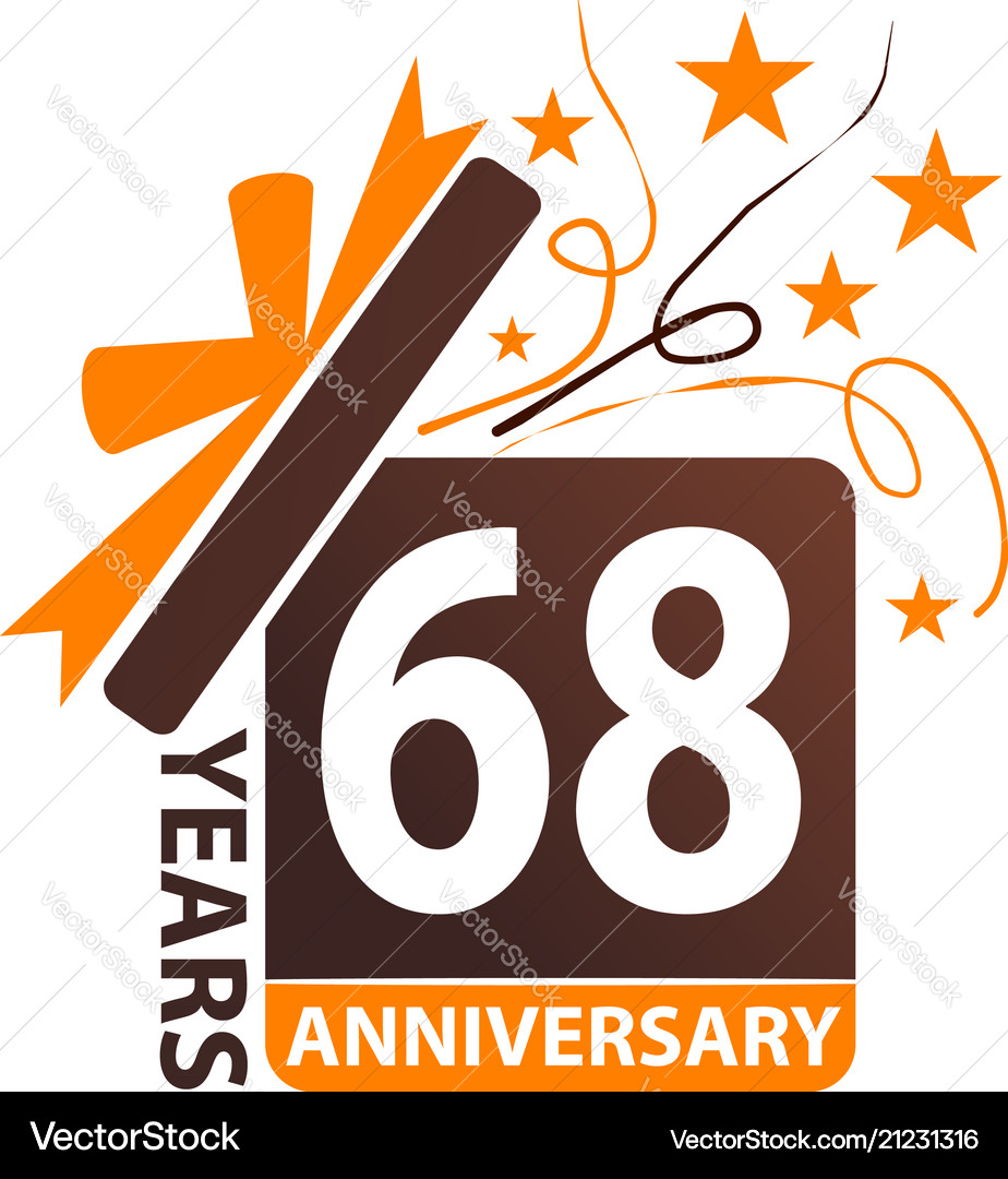 68 years gift box ribbon anniversary Royalty Free Vector