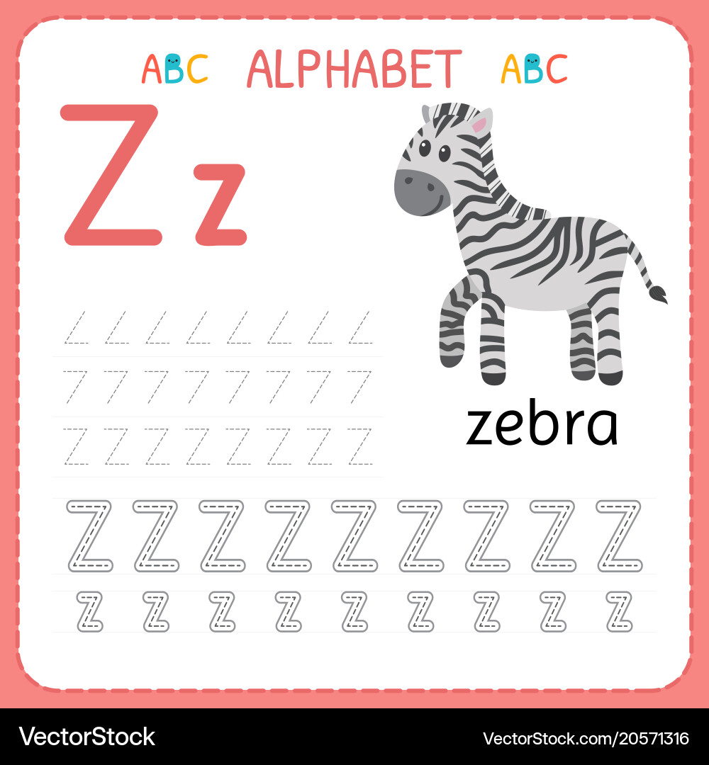 Alphabet tracing worksheet for preschool Vector Image