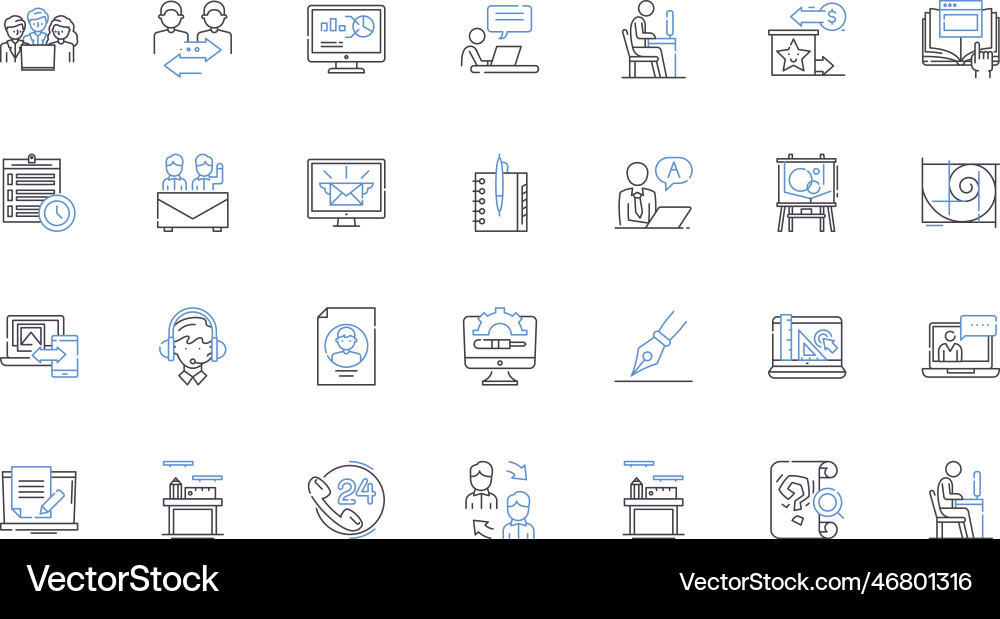 Assembly and convention line icons collection Vector Image
