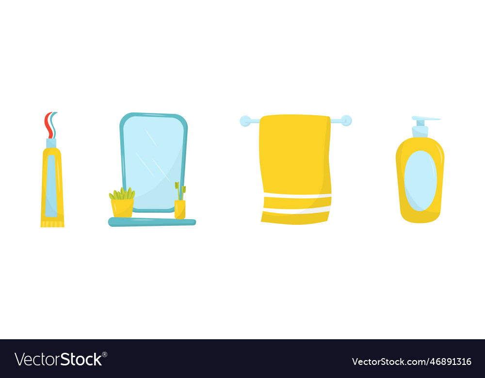 Bathroom objects with toothpaste tube mirror Vector Image