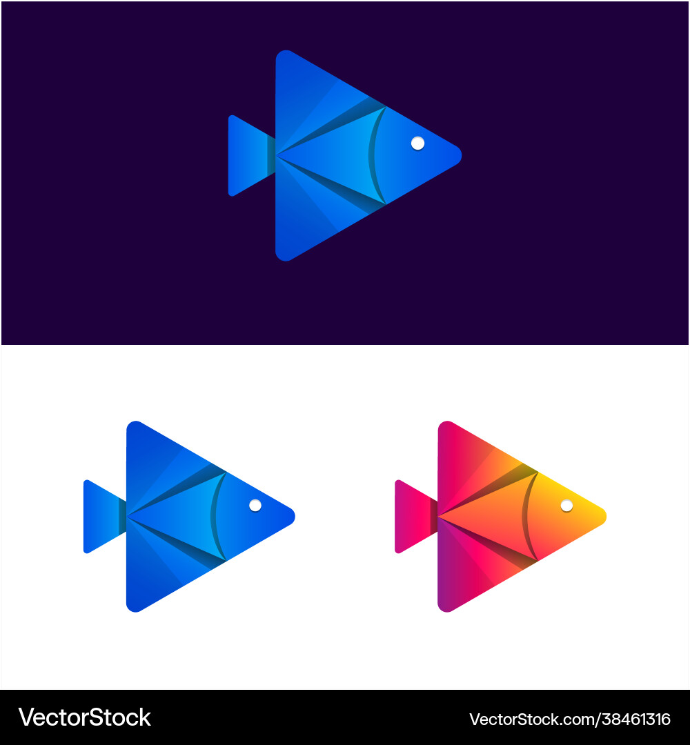 Fish with triangle gradient logo template Vector Image