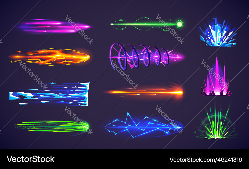 Game effects of magic beams laser gun blast Vector Image