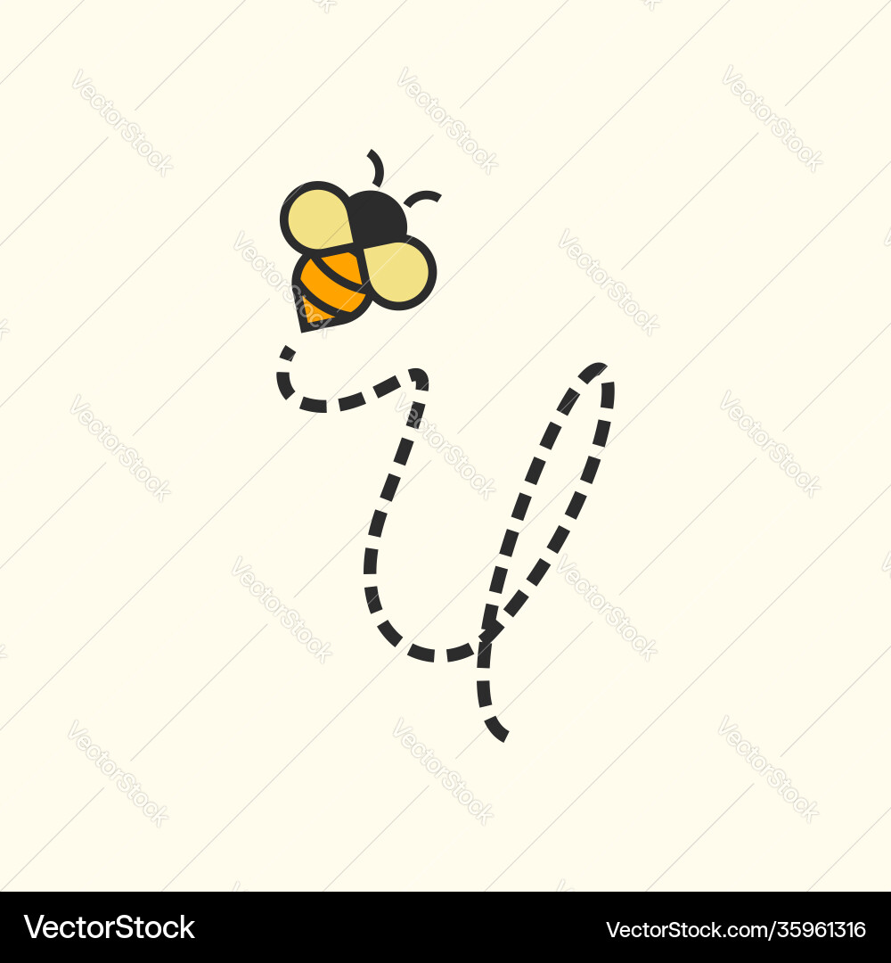 Initial flying bee u Royalty Free Vector Image