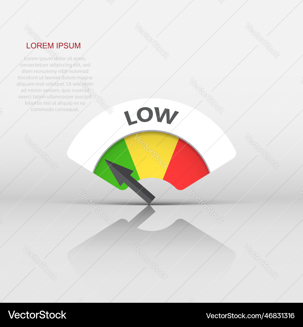 Low level risk gauge icon low fuel on white Vector Image