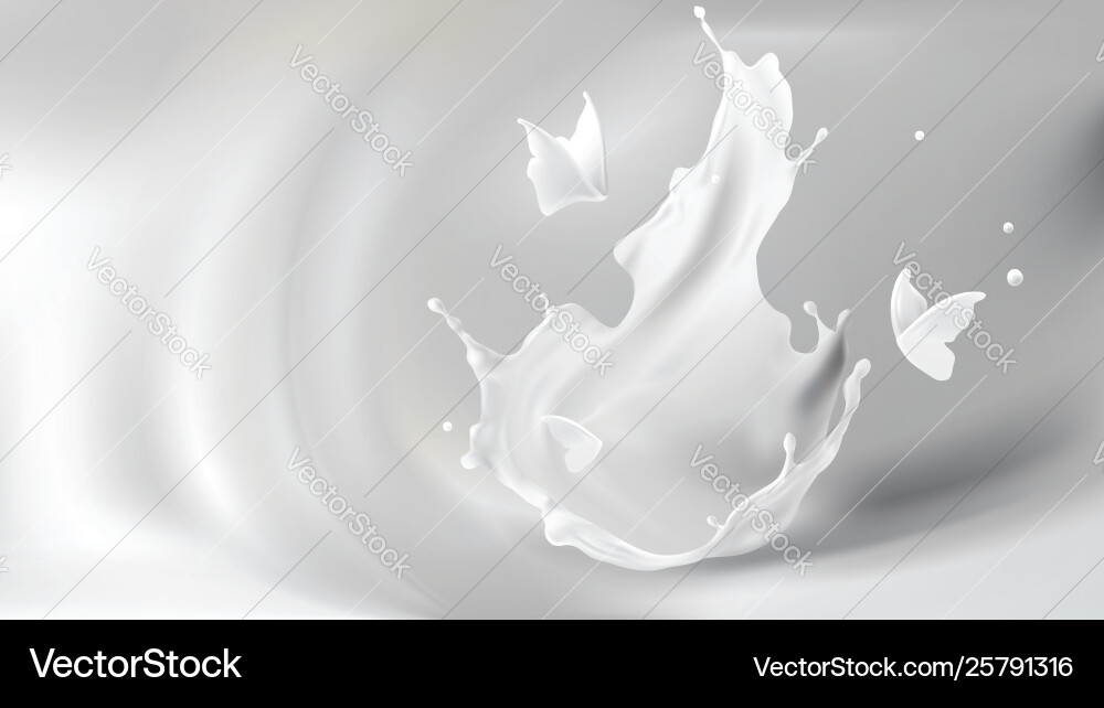 Milk splash crown shape and butterfly silhouettes Vector Image