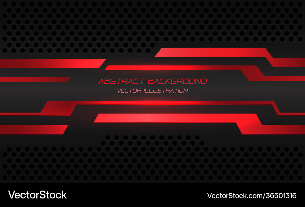 Red cyber circuit line banner on black circle mesh