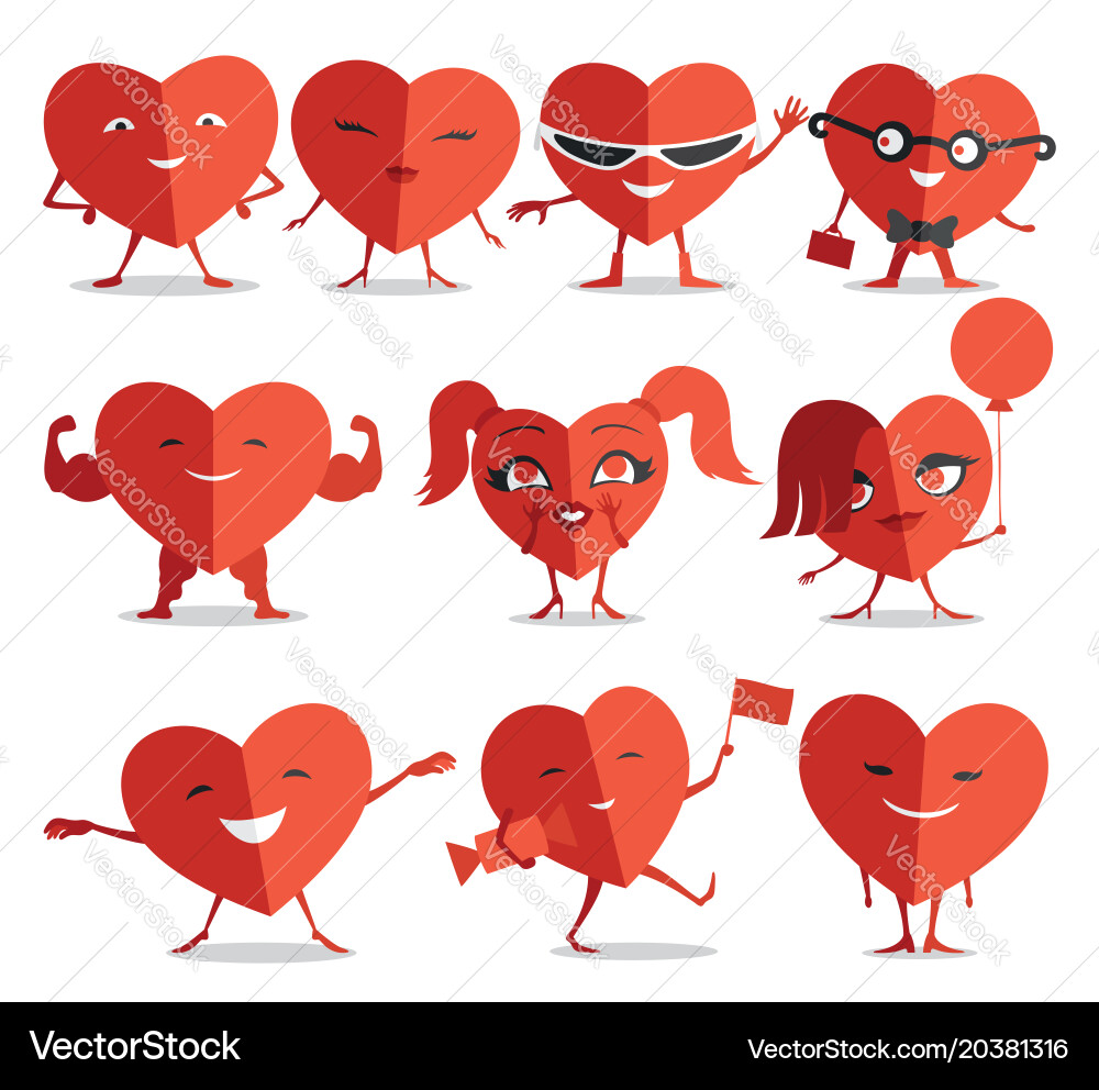 Set of red hearts Royalty Free Vector Image - VectorStock
