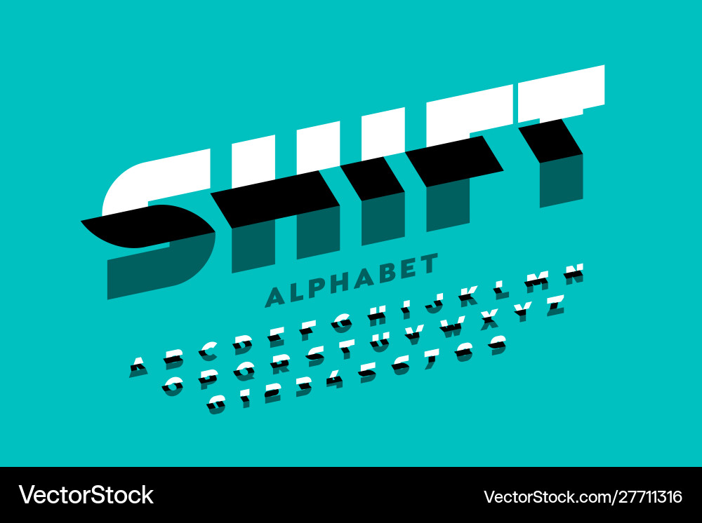 Shifted style modern font alphabet letters Vector Image