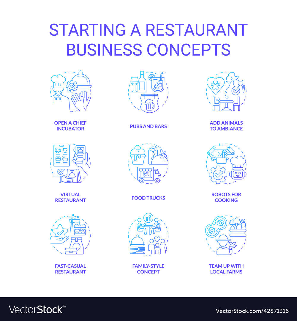 Starting restaurant business blue gradient Vector Image