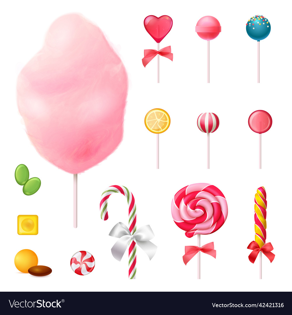 Sweets realistic icons set Royalty Free Vector Image
