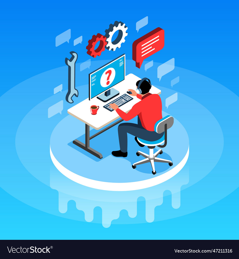 Technical support isometric background Royalty Free Vector