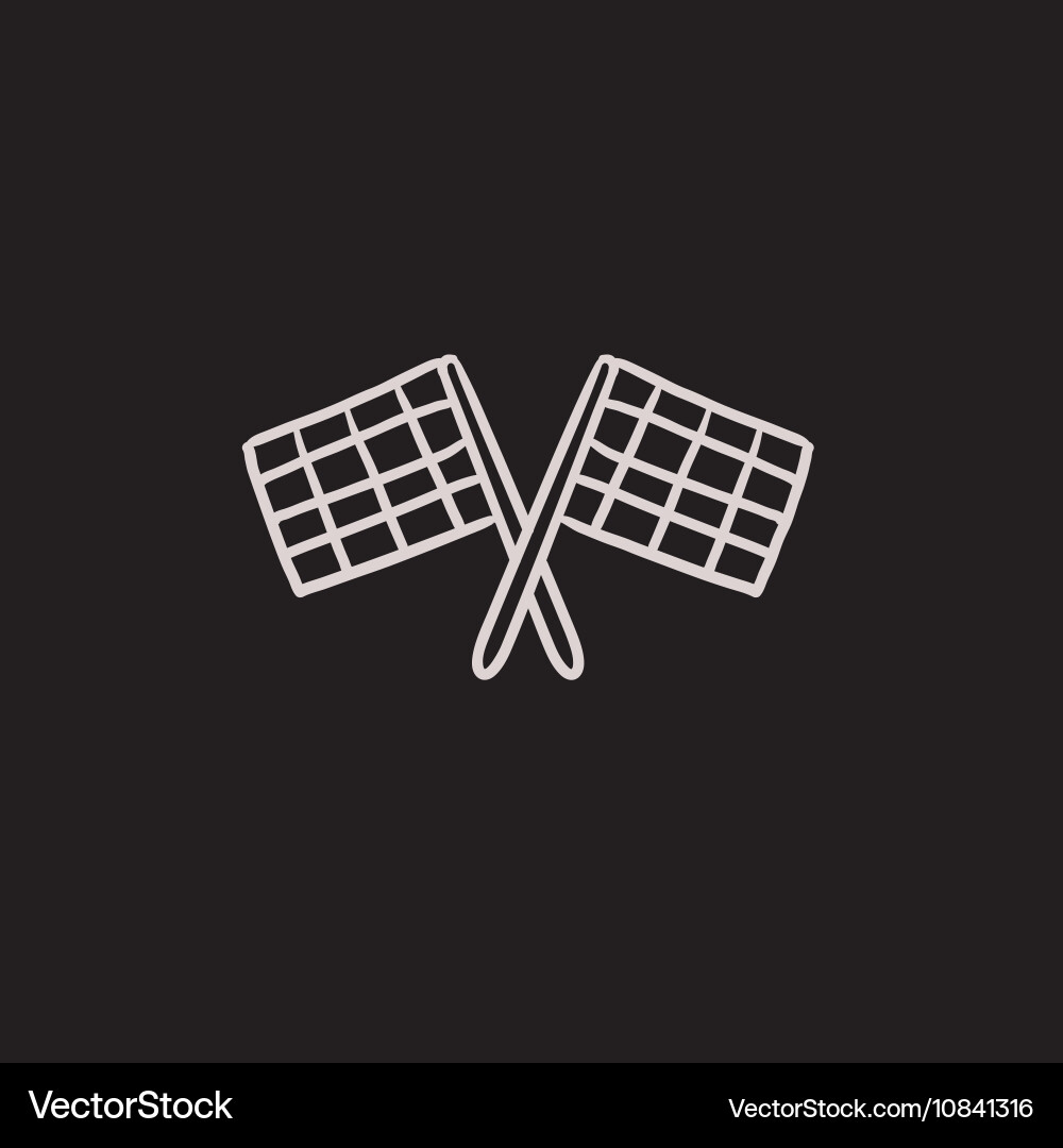Two checkered flags sketch icon Royalty Free Vector Image