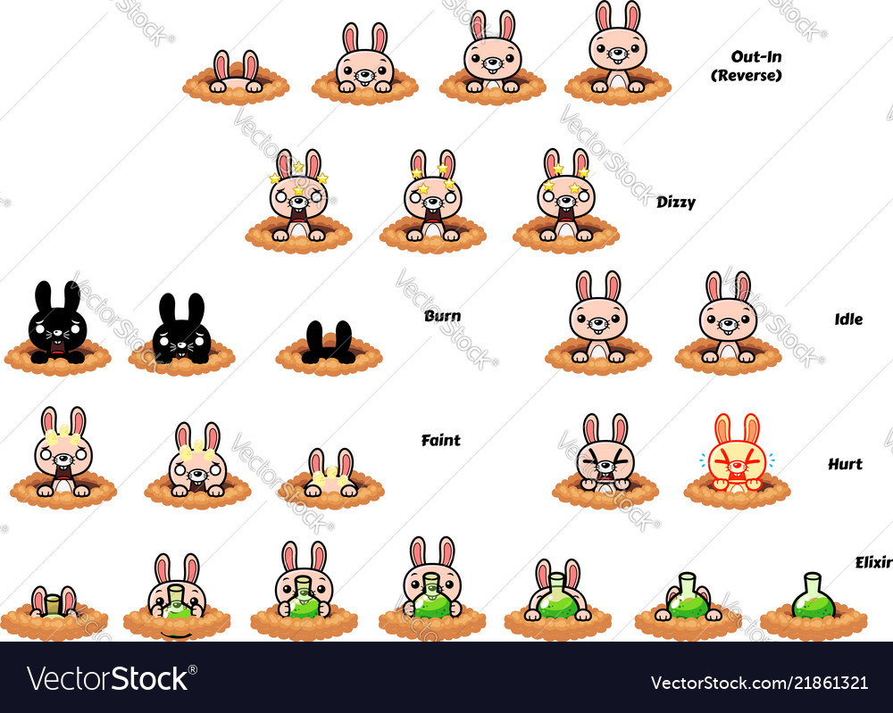 Bunny game sprites Royalty Free Vector Image - VectorStock