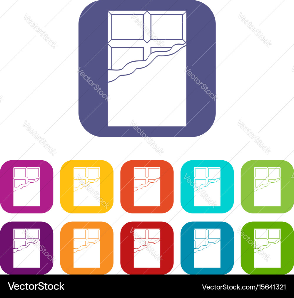 Chocolate icons set flat Royalty Free Vector Image