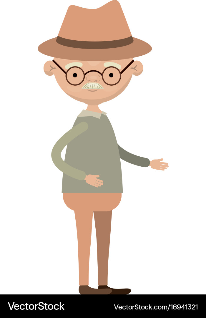 Colorful full body elderly man in clothes Vector Image