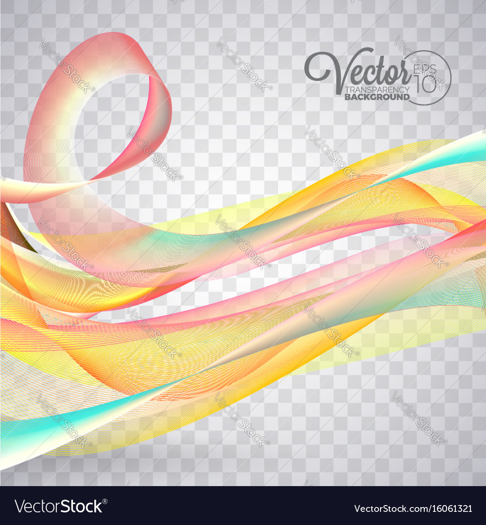Elegant flowing color wave design on transparent Vector Image